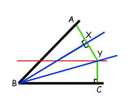 Draw two big arcs centred on B, one to pass through point 2 and the other to pass point 3.
